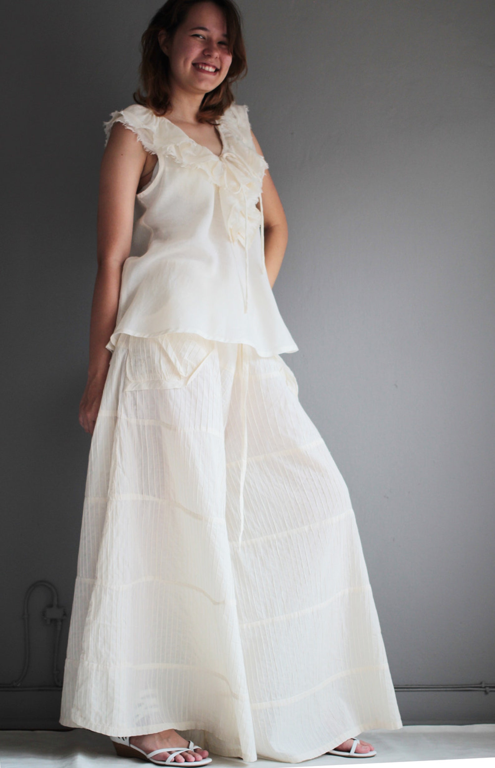 Summer Blouse Ruffle Neck B 249 ML | Etsy