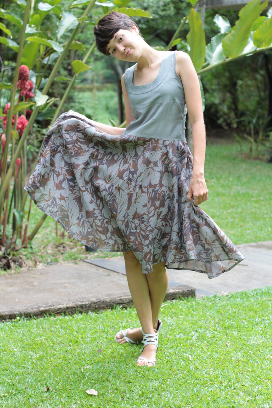 My Lady...olive Green Floral M,L,XL - Etsy