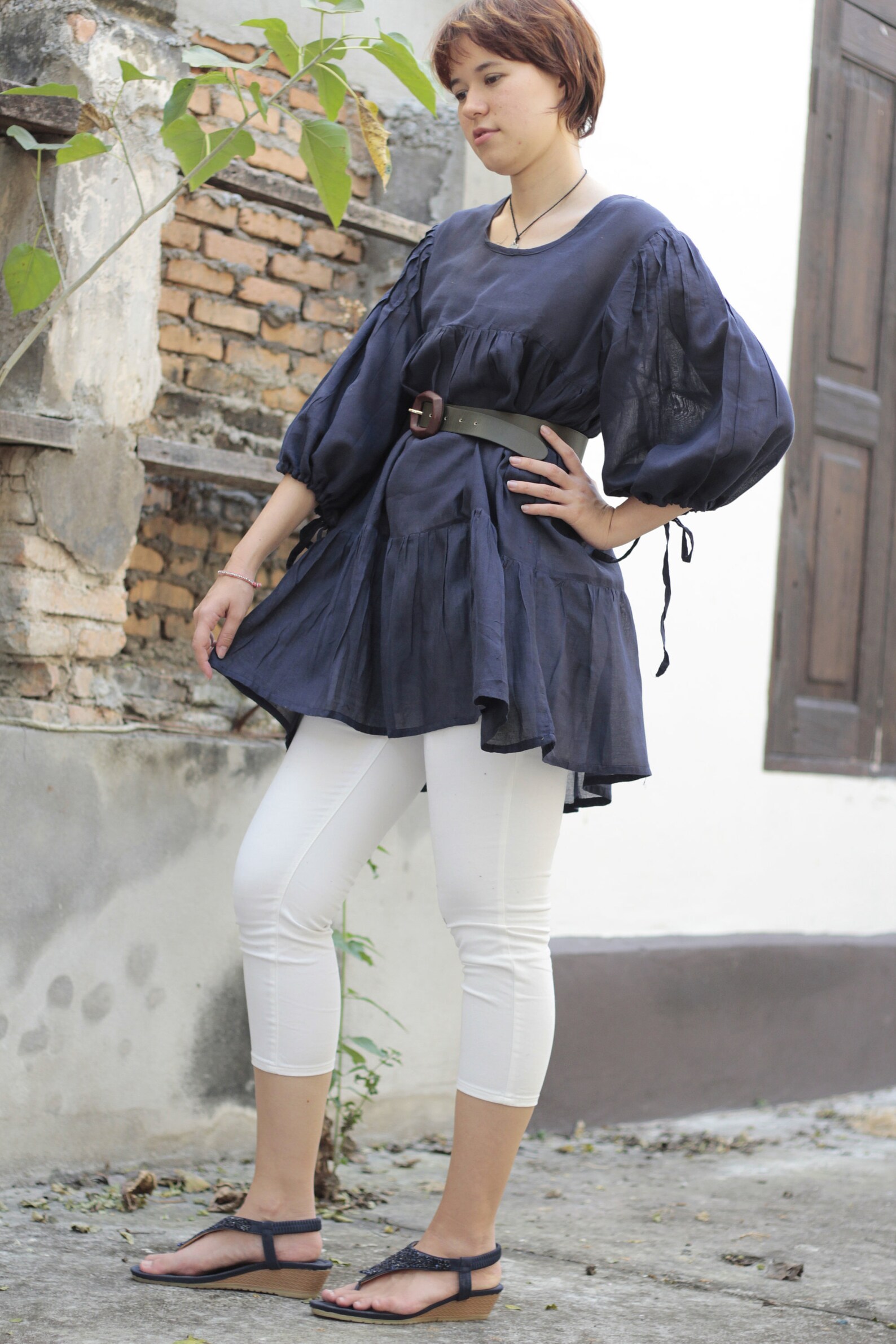Tunic/mini Dress Blouse.. Mix Silk (XL) 259 Soft and Thin Fabric / See ...