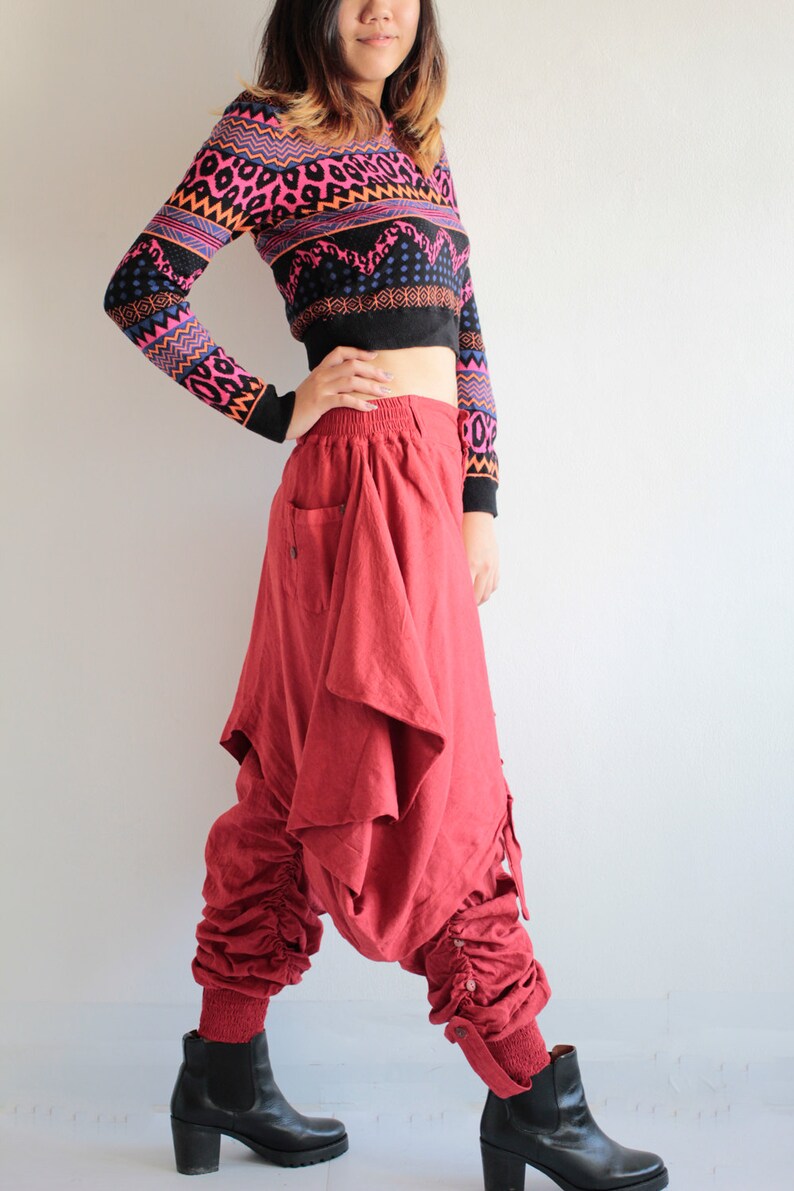 Pants..hippie Funky Pants Red gp-355...hemp/cotton Fabric - Etsy