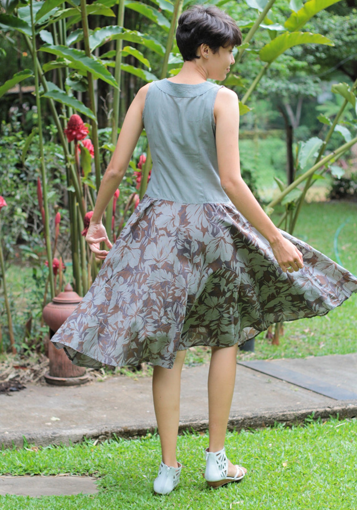 My Lady...olive Green Floral MLXL - Etsy