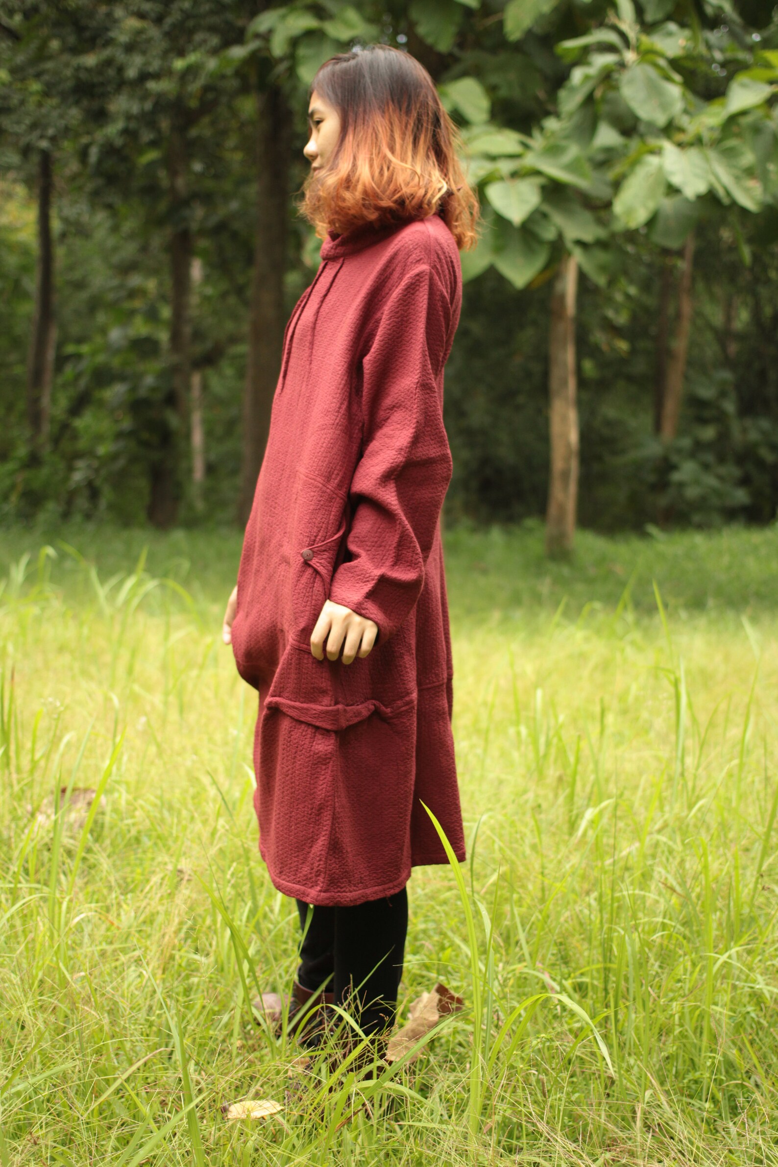 Winter Cozy Long Sleeve Turtle Neck Knee Leangh 1403B - Etsy