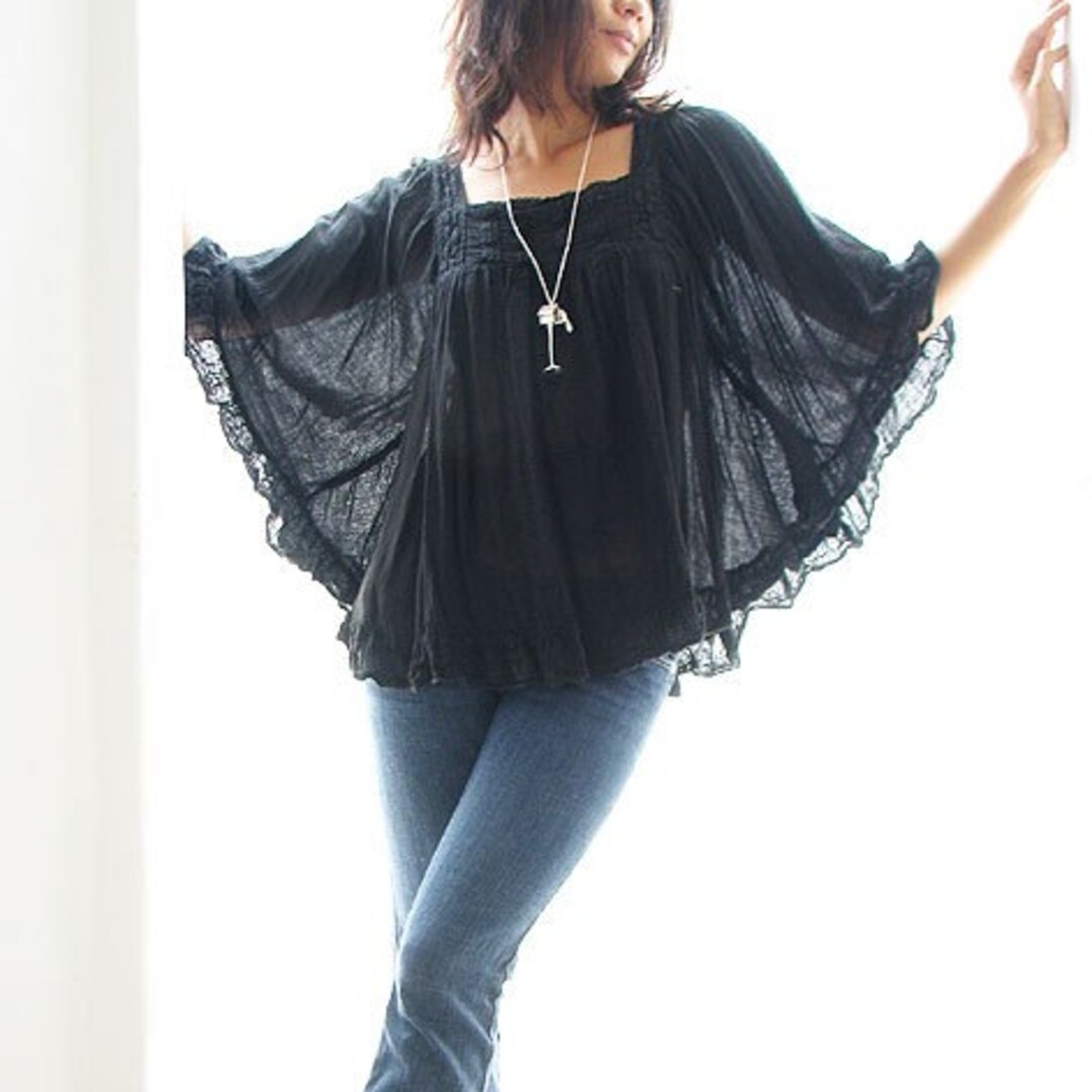 Blouse Bat Wing Stye ...black S-L1411 - Etsy