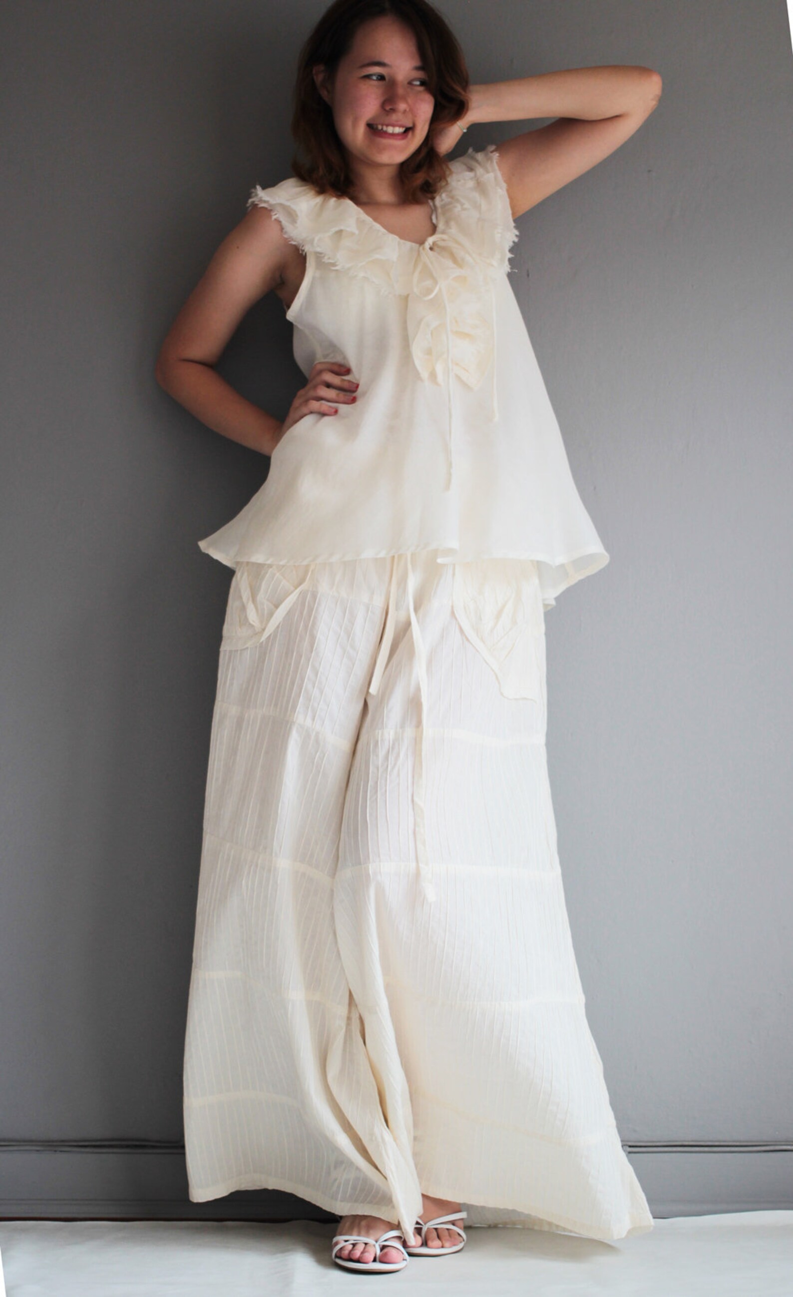 Summer Blouse Ruffle Neck B 249 ML | Etsy