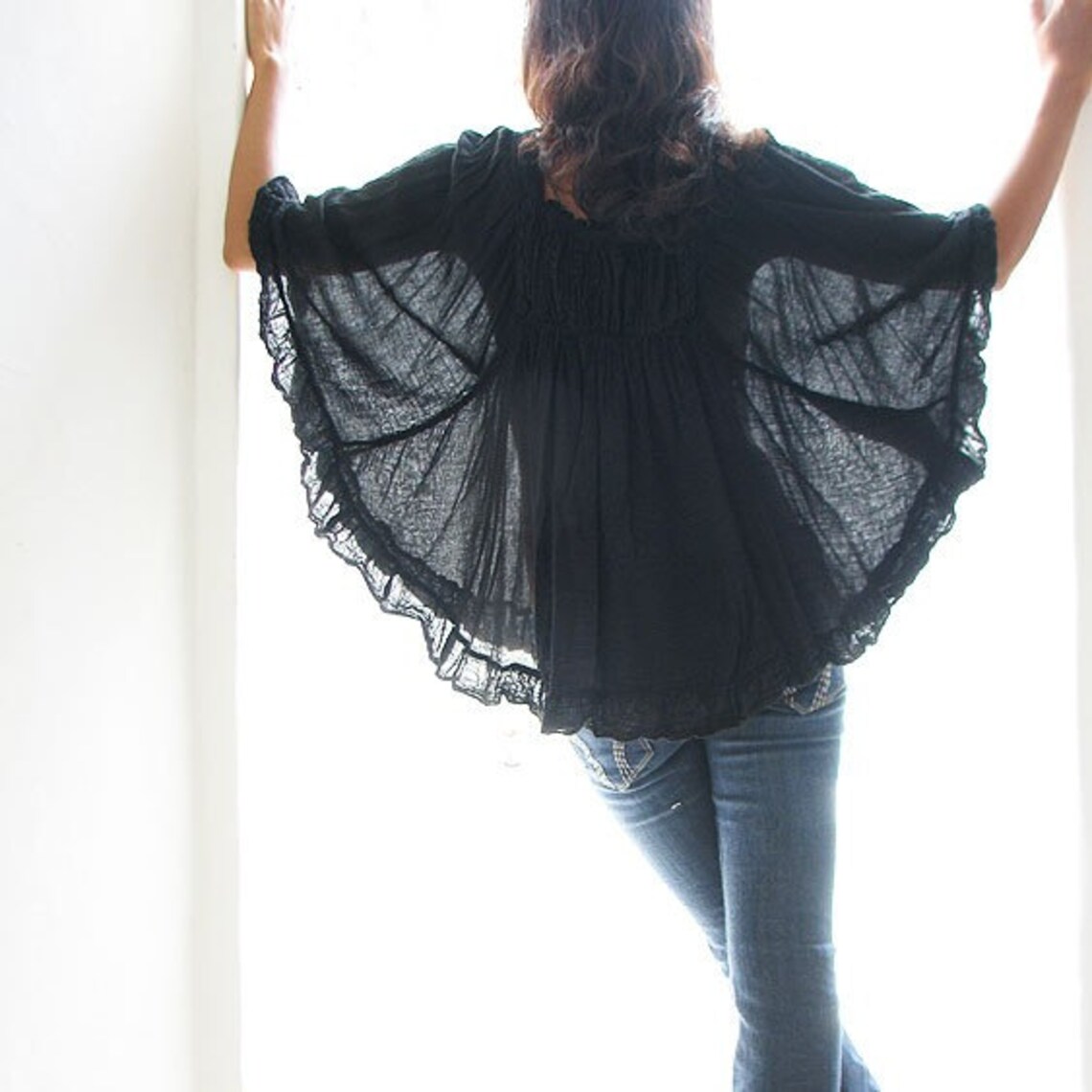 Blouse Bat Wing Stye ...black S-L1411 | Etsy