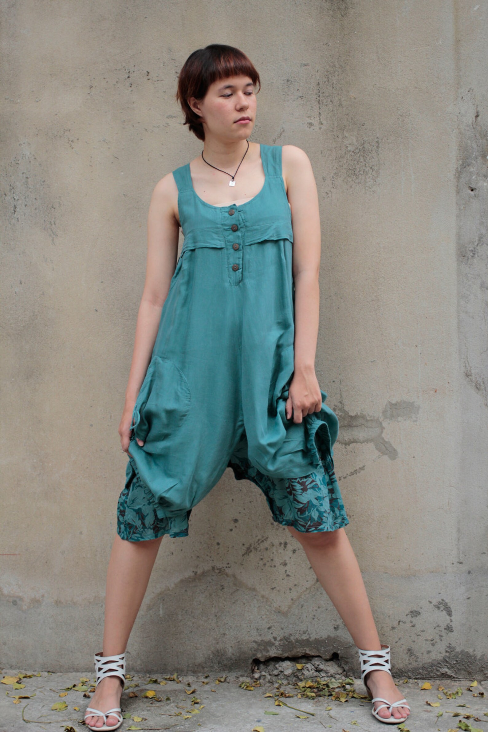 Mini...jumpsuit/ Dress Mix Silk 56 Blue Teal - Etsy