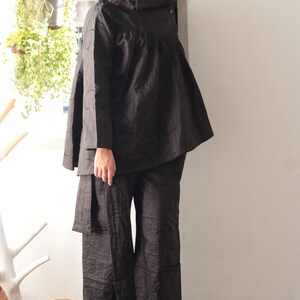 Winter/autumn Short Jacket/blouse Two Layer Blouse Black Linen Lining ...
