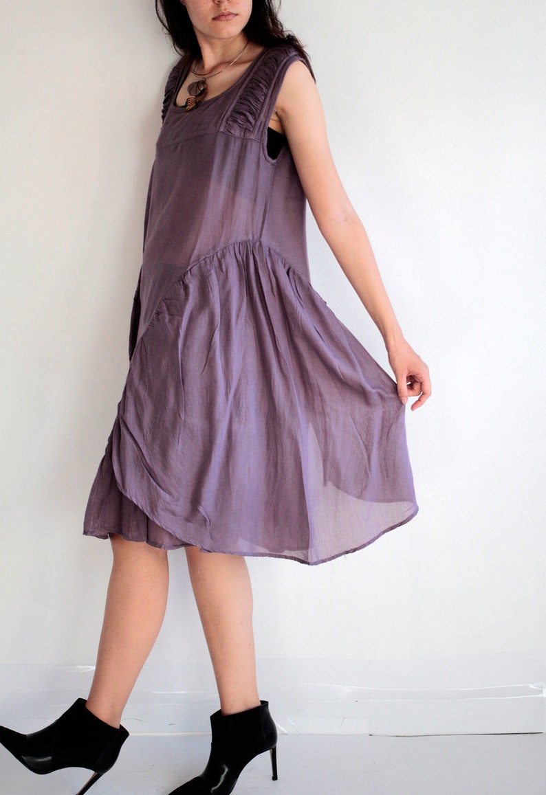 Dress/Asymmetric sleeve less Dress... mixed silk M 372 | Etsy