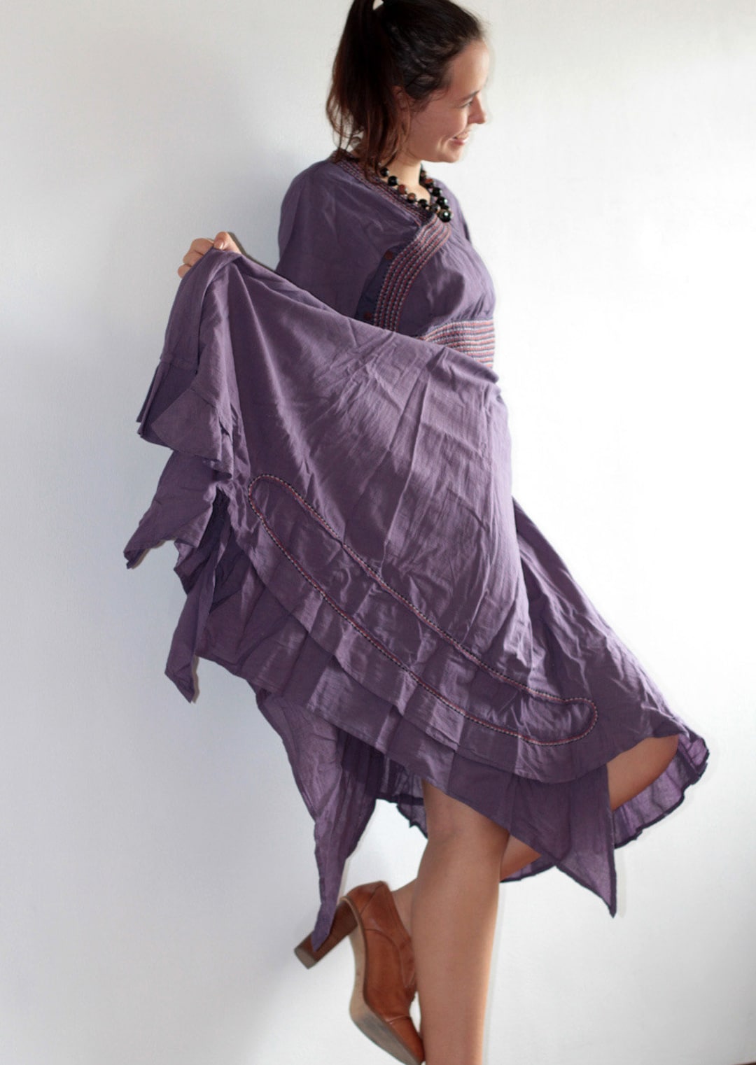 100% Cotton Dress/asymmetric Short Dress Full Hand Embroidery. - Etsy