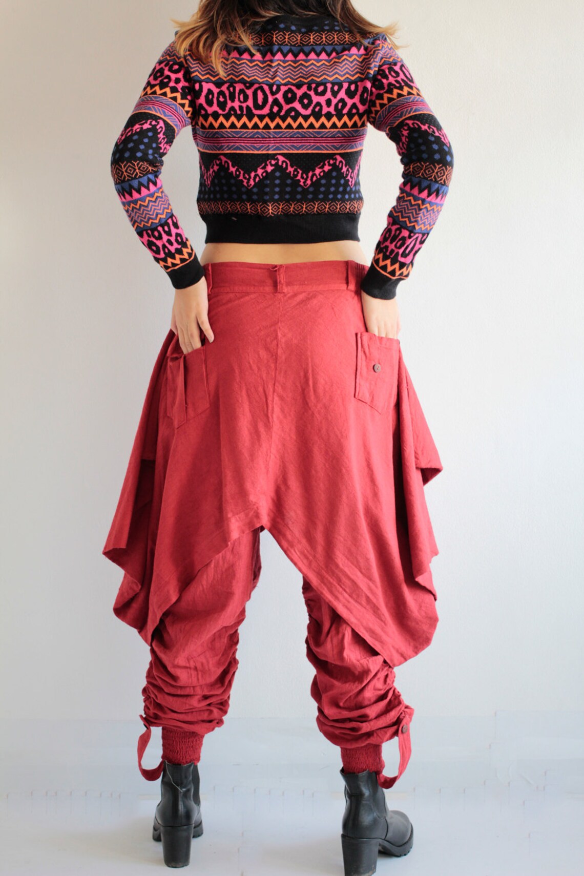 Pants..hippie Funky Pants Red gp-355...hemp/cotton Fabric - Etsy