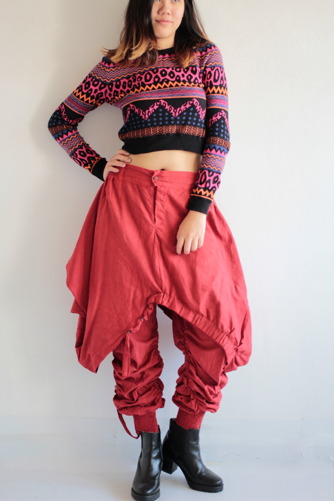 Pants..hippie Funky Pants Red gp-355...hemp/cotton Fabric - Etsy