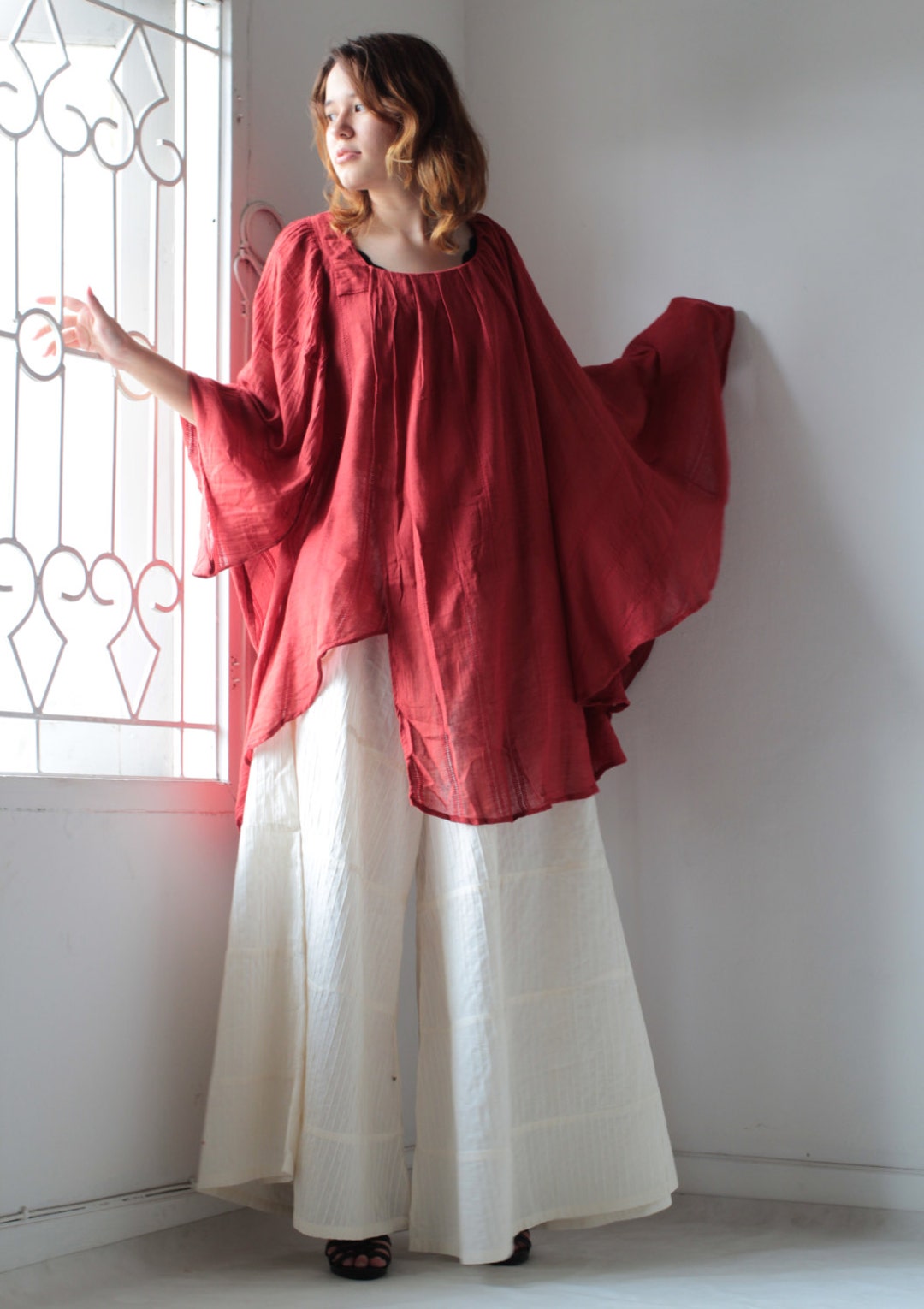 Tunic/hippie and Funky Blouse/tunic Linen/cotton B383 Oversize Blouse ...