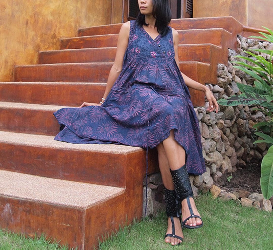 Colorful India... Freya Knee Lenght Dress, Firework Indian Cotton(one ...