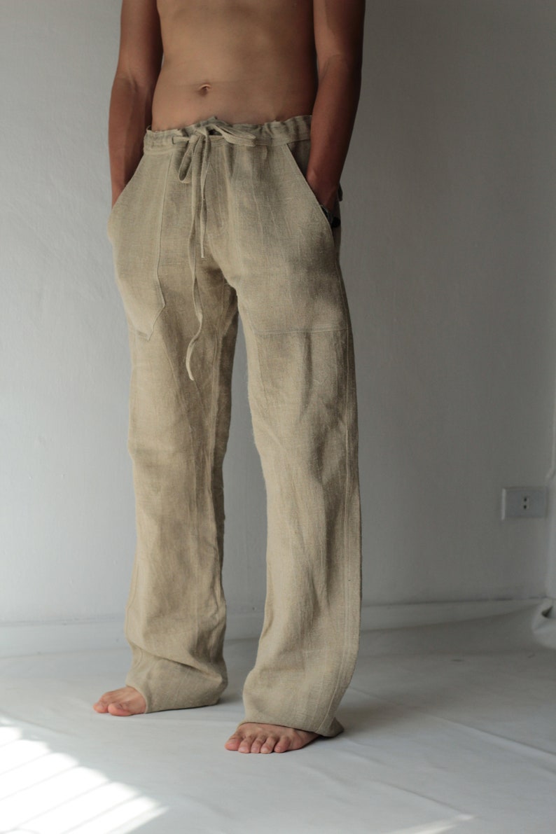 Men's 100 Percent Hemp Pants Natural Colour (1434) XS,S,M,L,XL, Casual ...