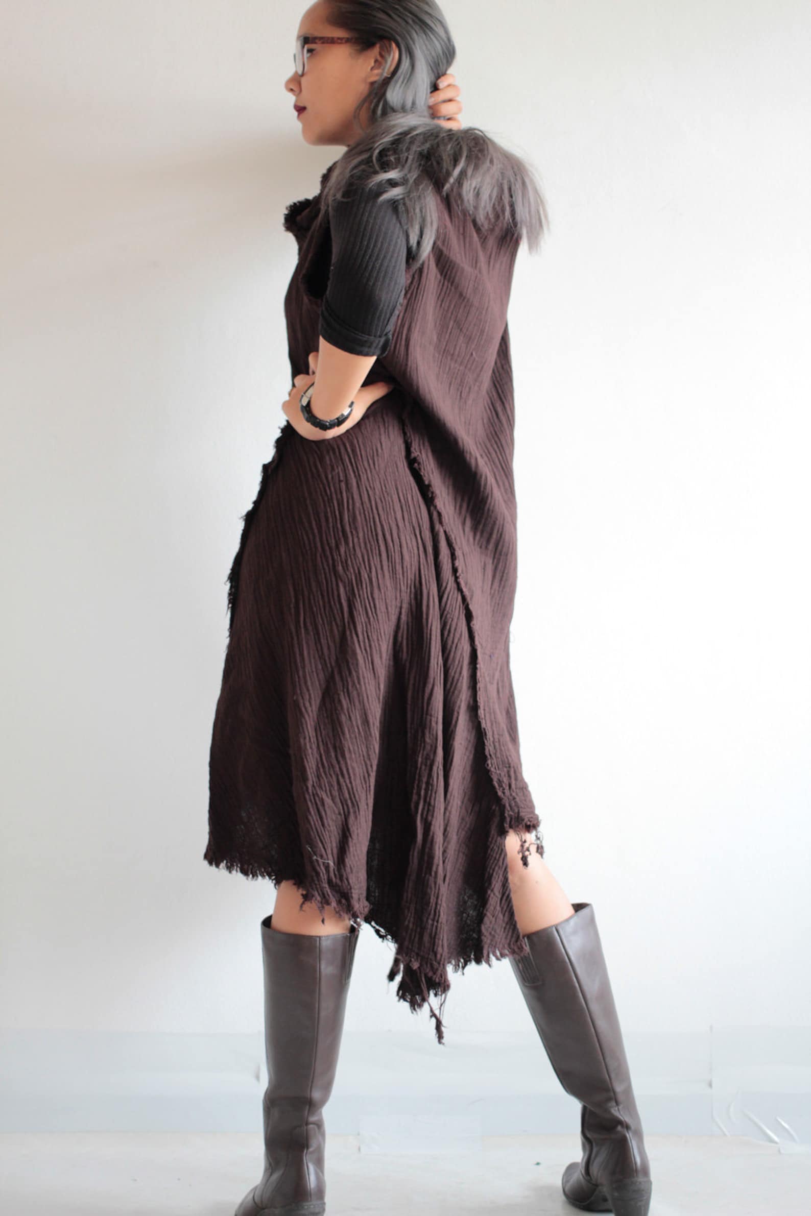 Mini Dress /vest ...two Layer Cotton S-M L-XL | Etsy