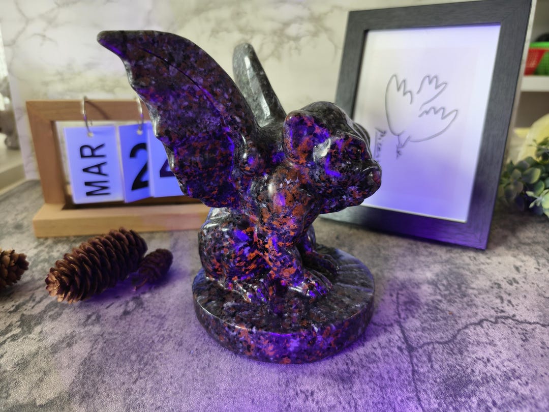 Handmade Yooperlite Gargoyle Figurines, Crystal Gargoyle Decor, Home ...