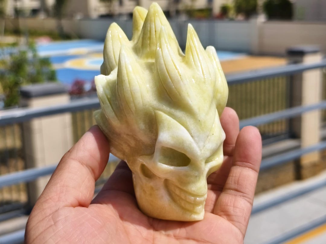 Natural Lemon Jade Flame Skull Sculpture, Home Decor, Crystal Skull ...
