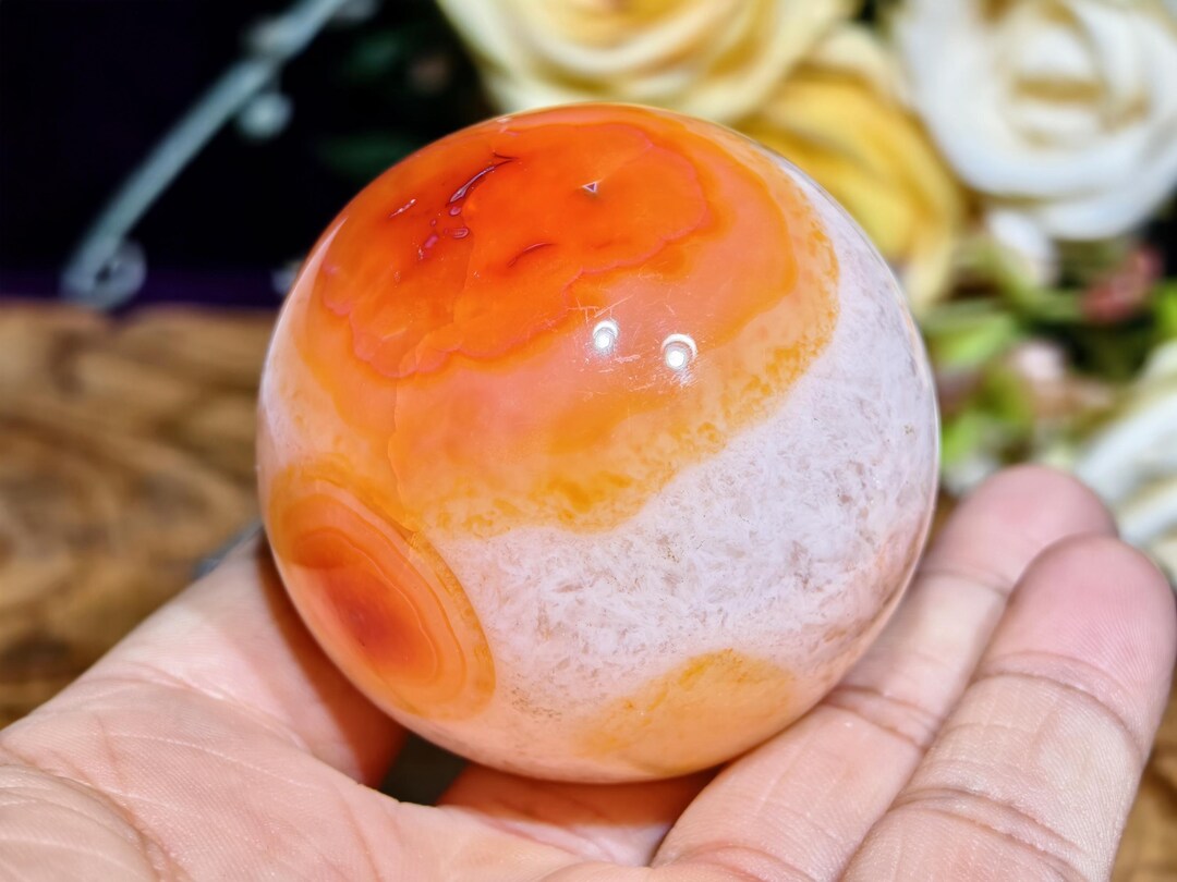 Natural Red Agate Geode Sphere, Natural Crystal Sphere, Healing Stone ...