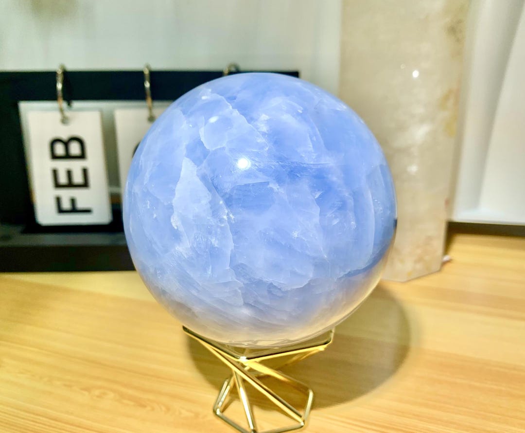 Natural Celestite Sphere: Blue Quartz Crystal Ball Decor - Etsy UK