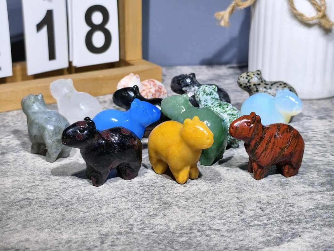 Natural Crystal Capybara Figurines, Crystal Animal Decor, Healing ...