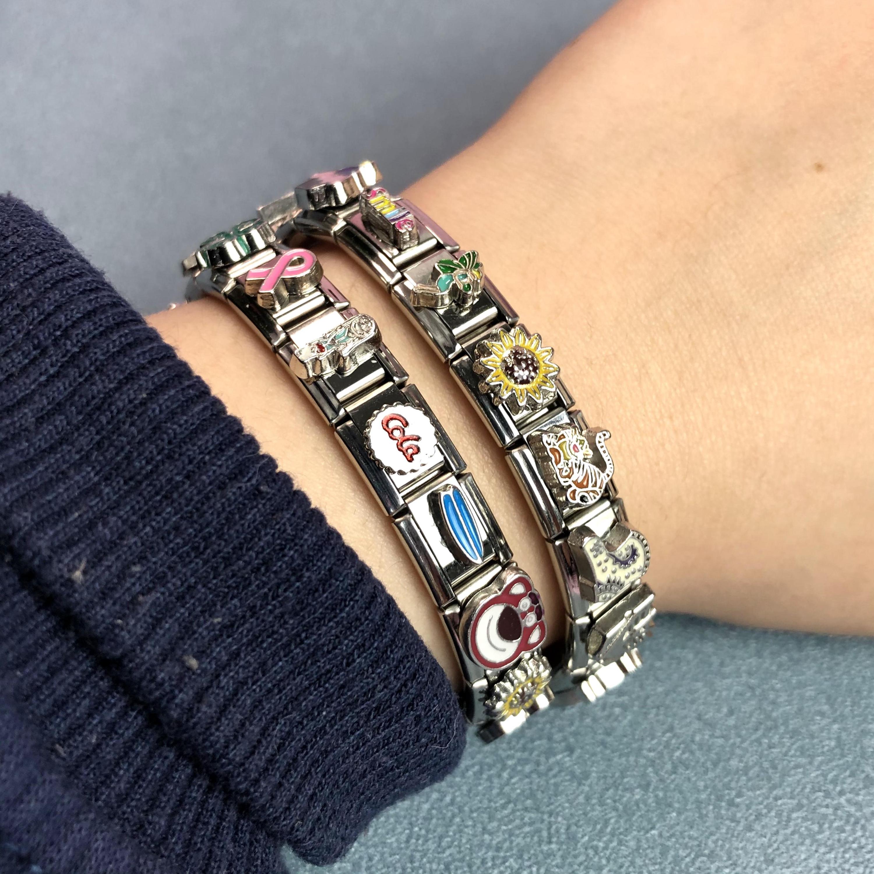 1000 Italian Mystery Charms, Silver Charms，9mm Italian Bracelet Charm ...