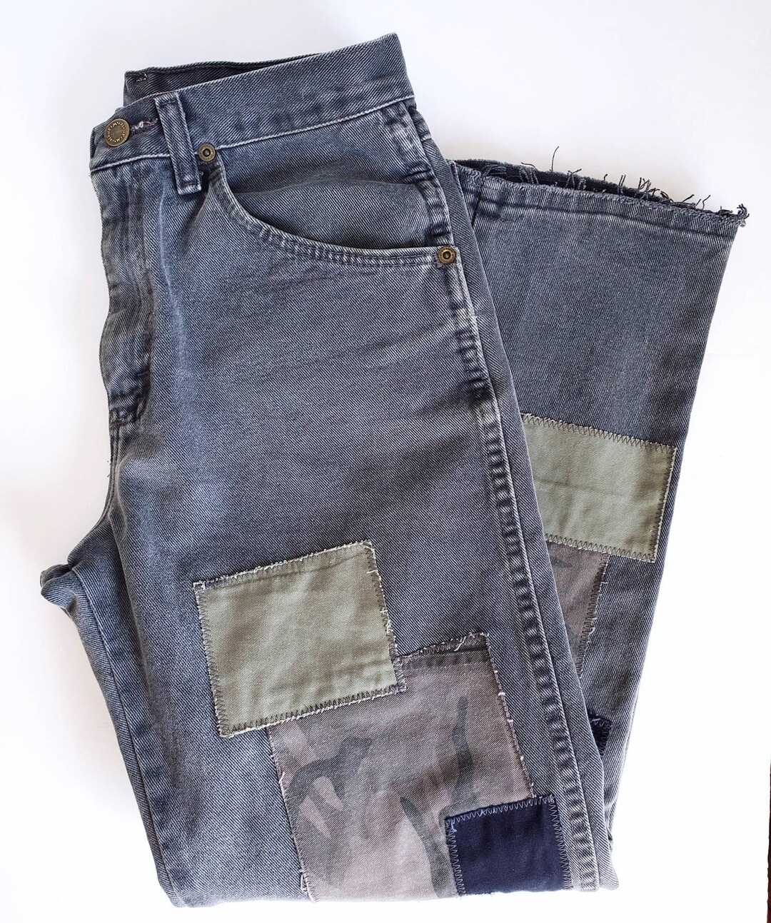 Patched Jeans. Patchwork. Upcycled Jeans. Patched Denim. Denim ...