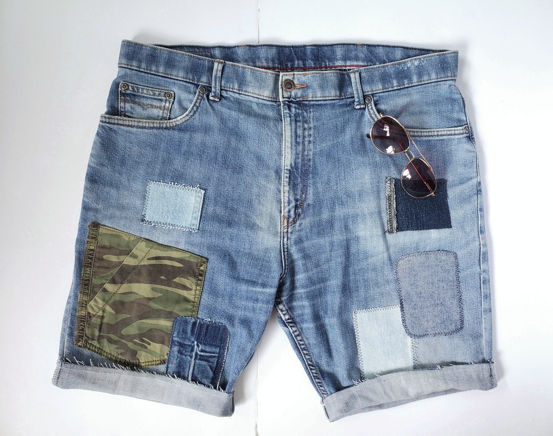Denim Shorts. Denim Cut Offs. Jean Shorts. Patched Jeans. Patchwork ...