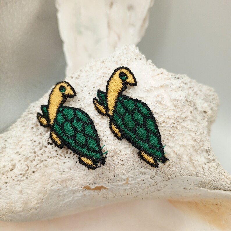 1960s Tortoise Vintage Applique Yellow Green Embroidered Retro Turtle ...