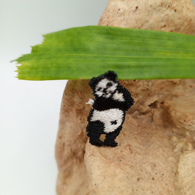 1960s Vintage Panda Appliqué - Black & White Retro Embroidered Sewing ...