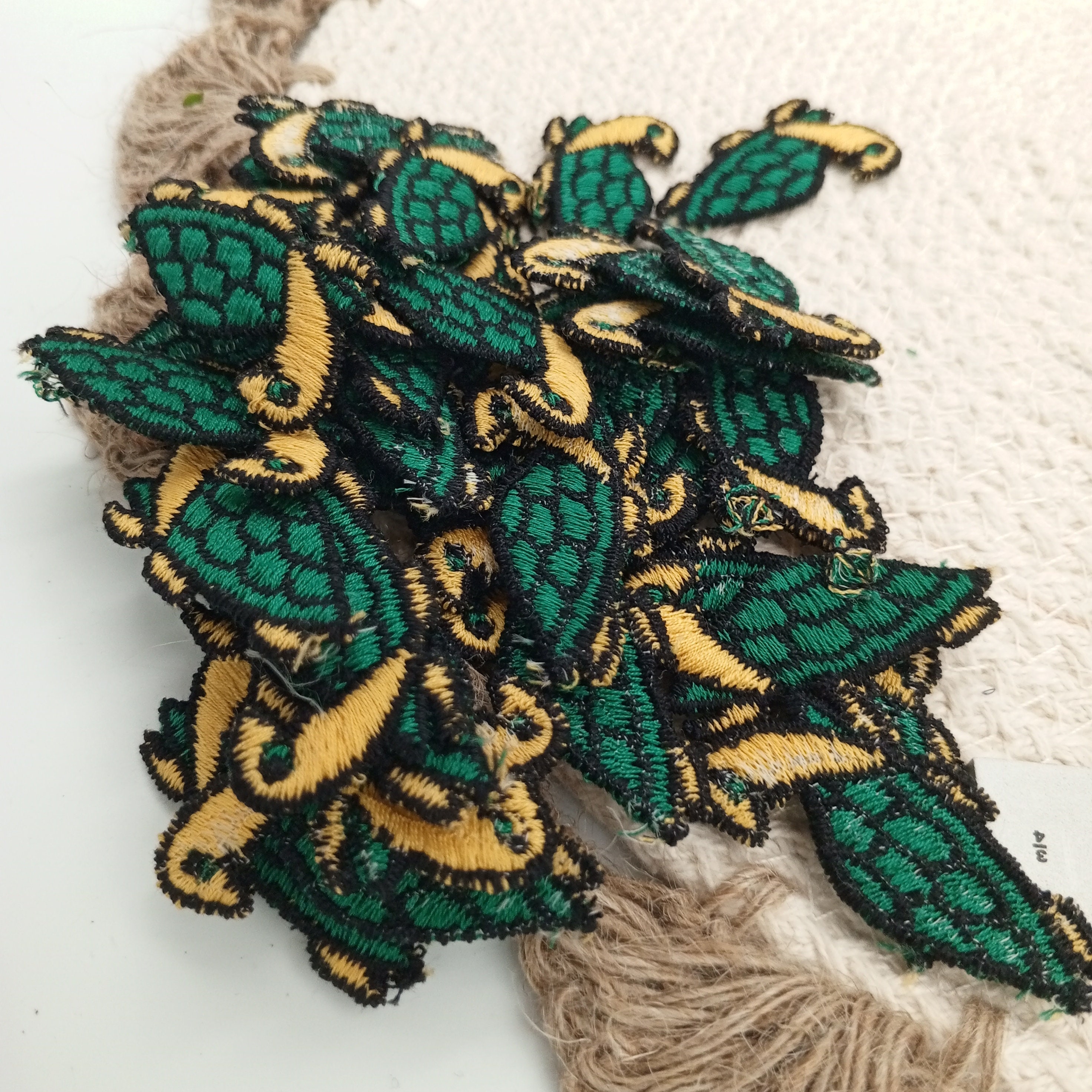 1960s Tortoise Vintage Applique Yellow Green Embroidered Retro Turtle ...
