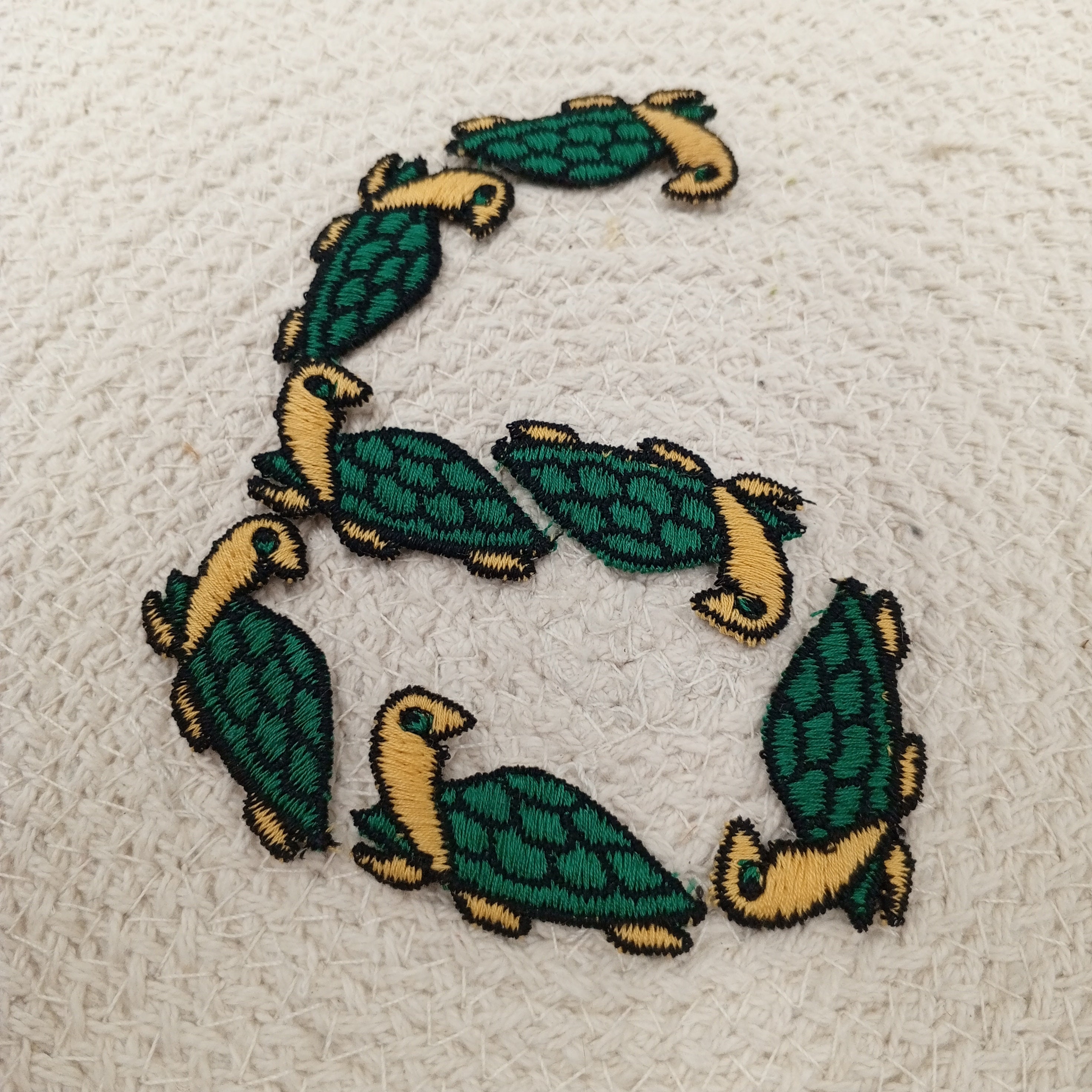 1960s Tortoise Vintage Applique Yellow Green Embroidered Retro Turtle ...