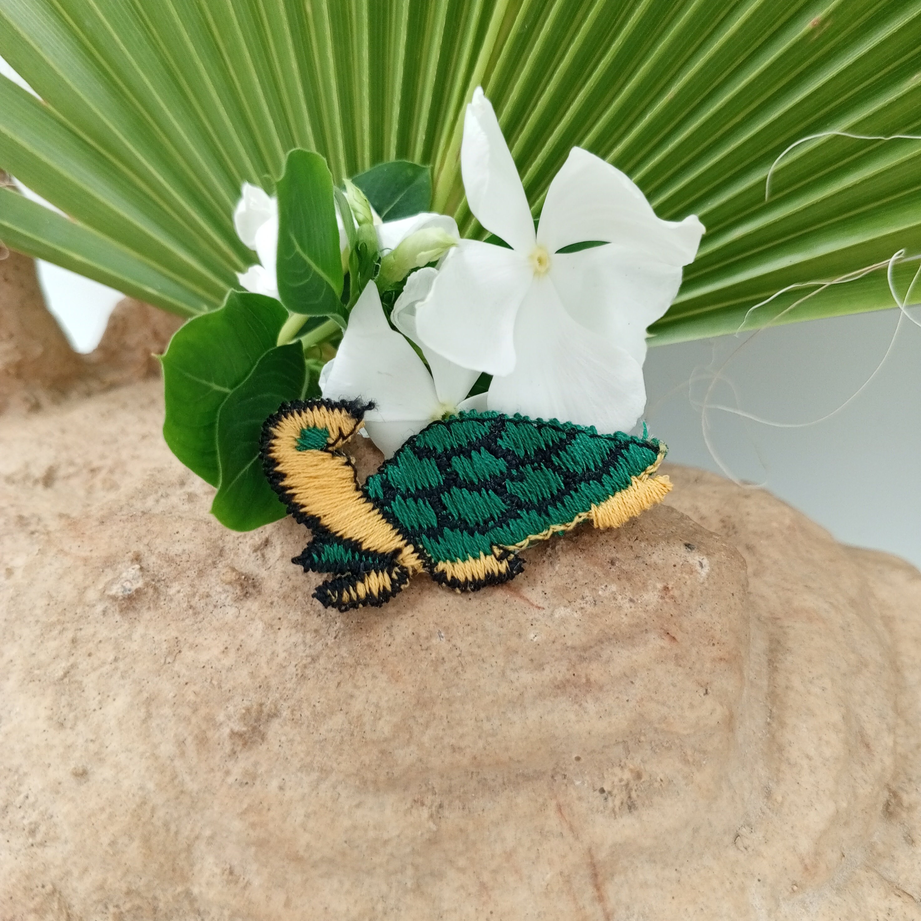 1960s Tortoise Vintage Applique Yellow Green Embroidered Retro Turtle ...
