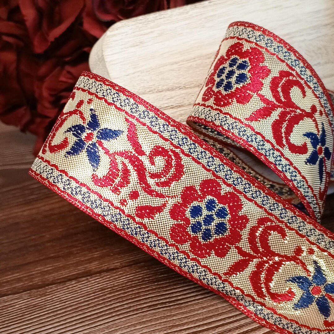 Golden Bloom Baroque Jacquard Ribbon 1-1/2" Wide – Luxurious Metallic ...