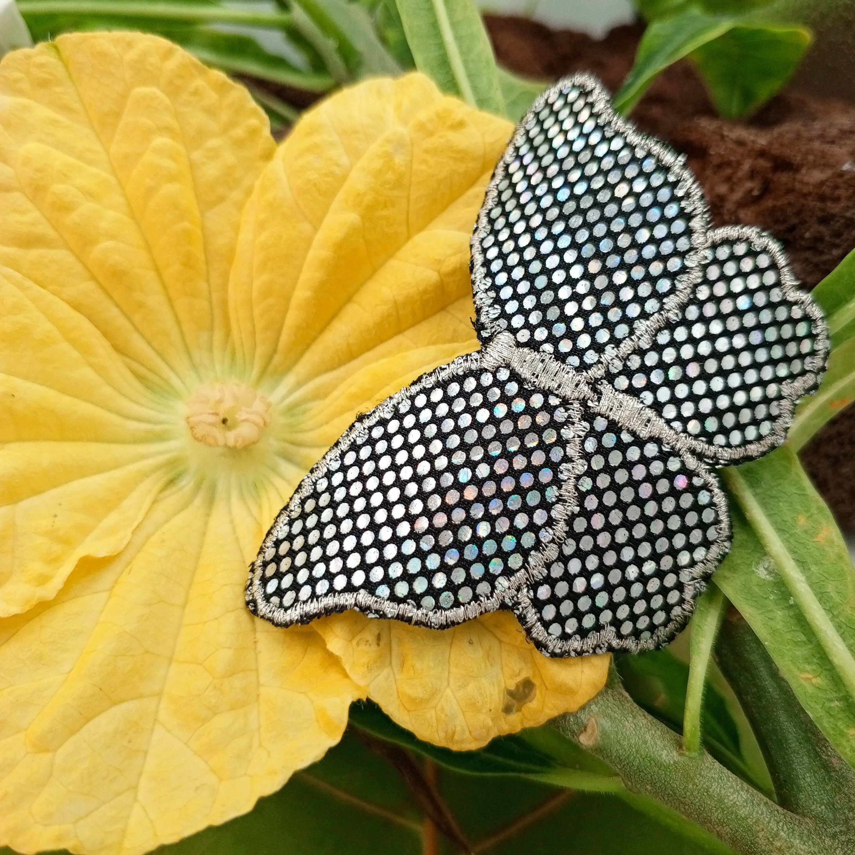 Holographic Butterfly Iron-on Patch - Sparkling Silver Metallic ...