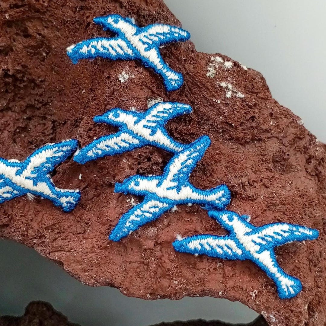 Vintage Flying Blue Birds Appliqué - Whimsical Retro Elegance - Etsy