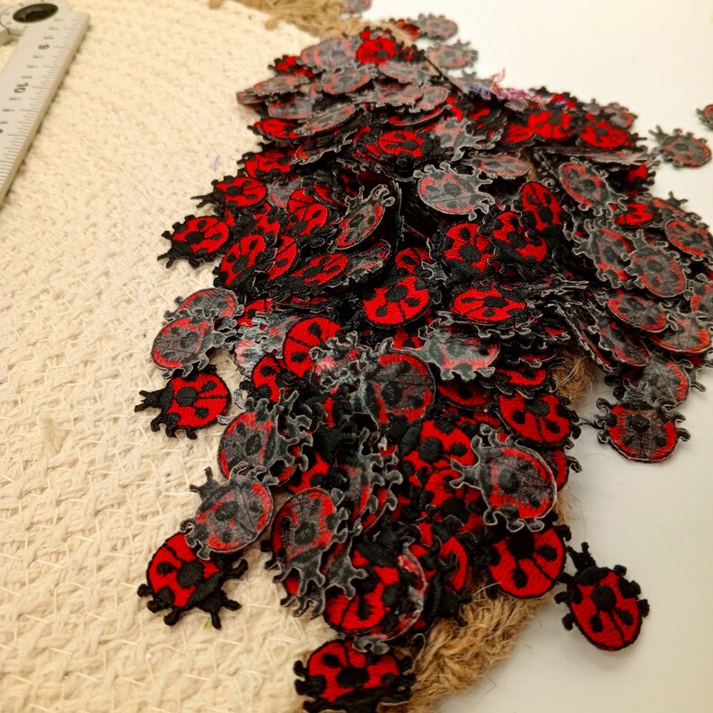 Cutest Black and Red Ladybug Iron-on Patch - Vintage Embroidered ...