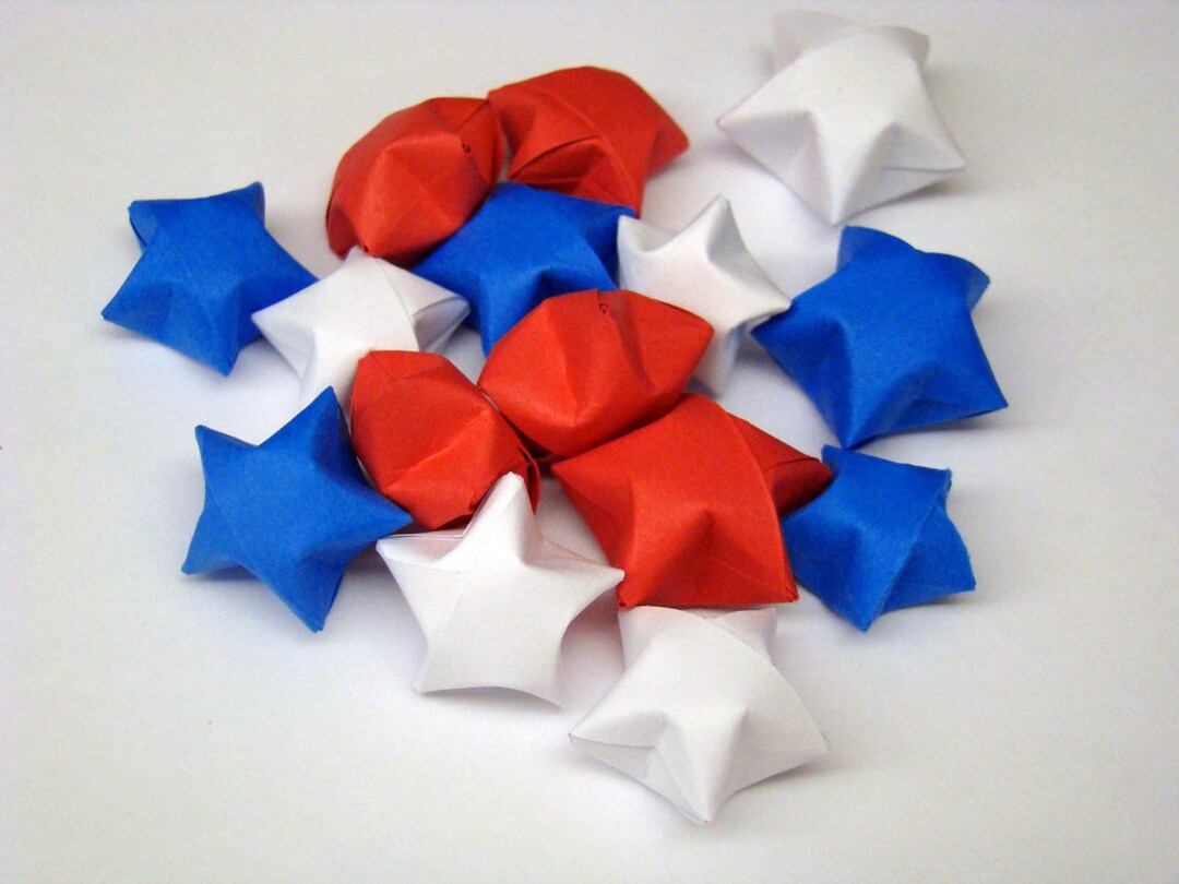 100 Origami Lucky Stars - Red White and Blue - Solid Colors - Etsy