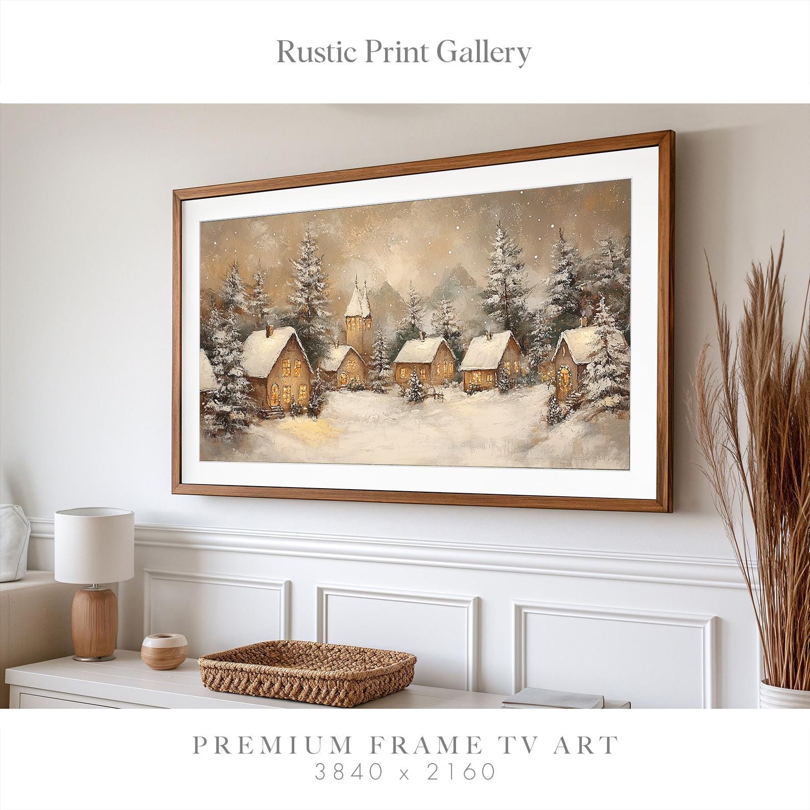 Christmas Frame TV Vintage Art, Cozy Christmas Landscape TV Art, Frame ...