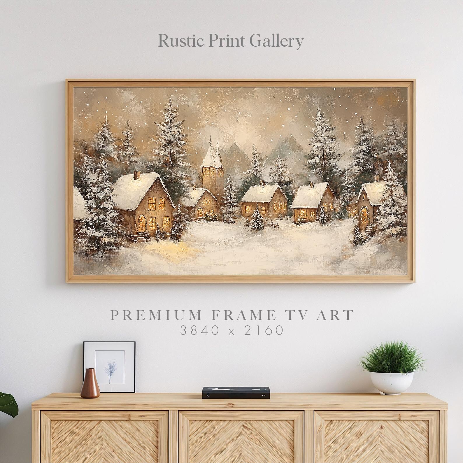 Christmas Frame TV Vintage Art, Cozy Christmas Landscape TV Art, Frame ...
