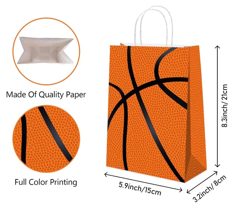 16 Pcs Basketball Gift Bags With Handles for Basketball Birthday Party ...