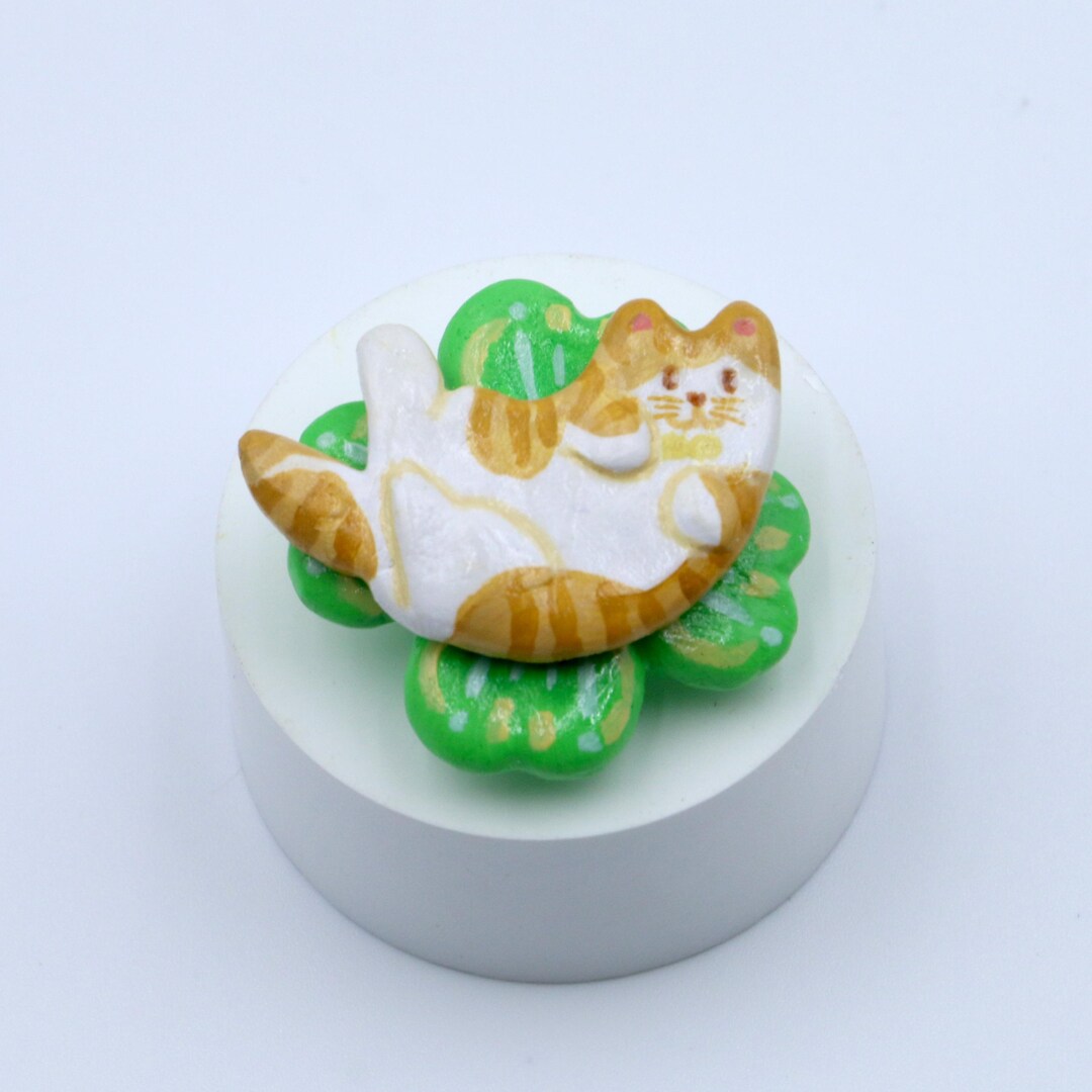 Handmade Ginger Cat Spinner Ring Fidget 4 Leaf Clover Cat Jewelry ...