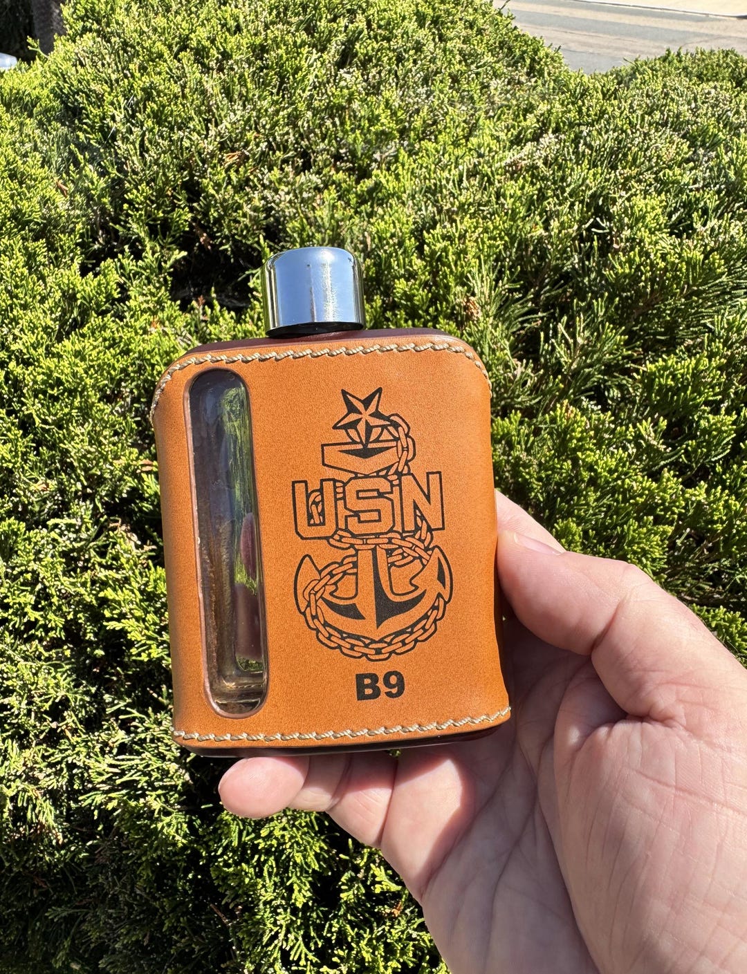 Custom Leather Etched Flask Cases, Fancy Glass Flask - Etsy