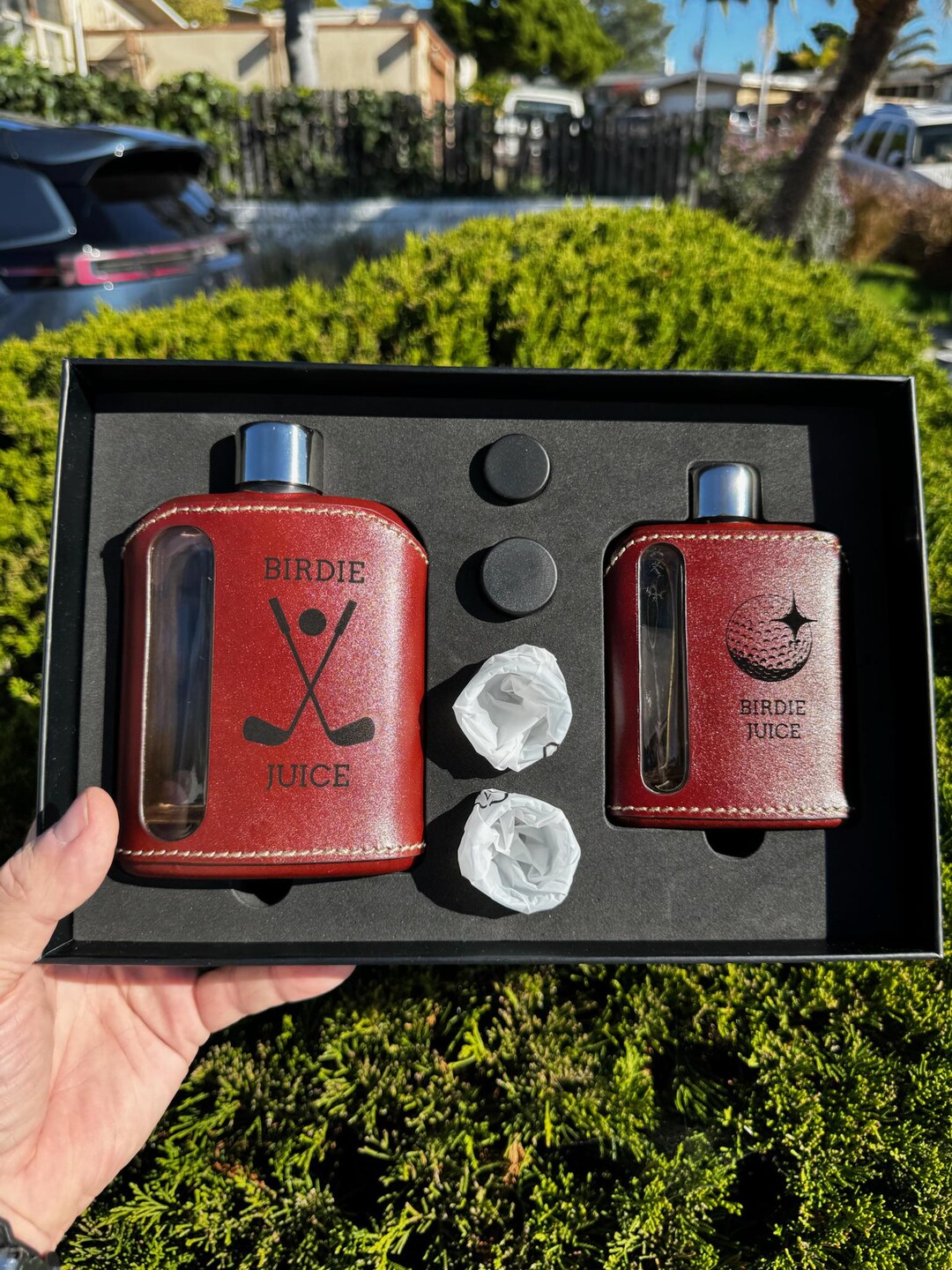 Custom Leather Etched Flask Cases, Fancy Glass Flask - SINGLE, DOUBLE ...