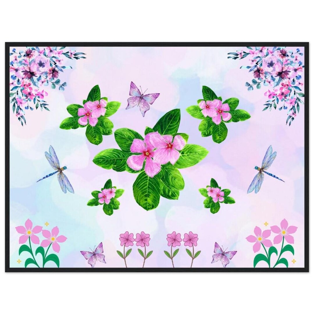 Periwinkle Flower Watercolor Painting, Wooden Framed Poster - Etsy
