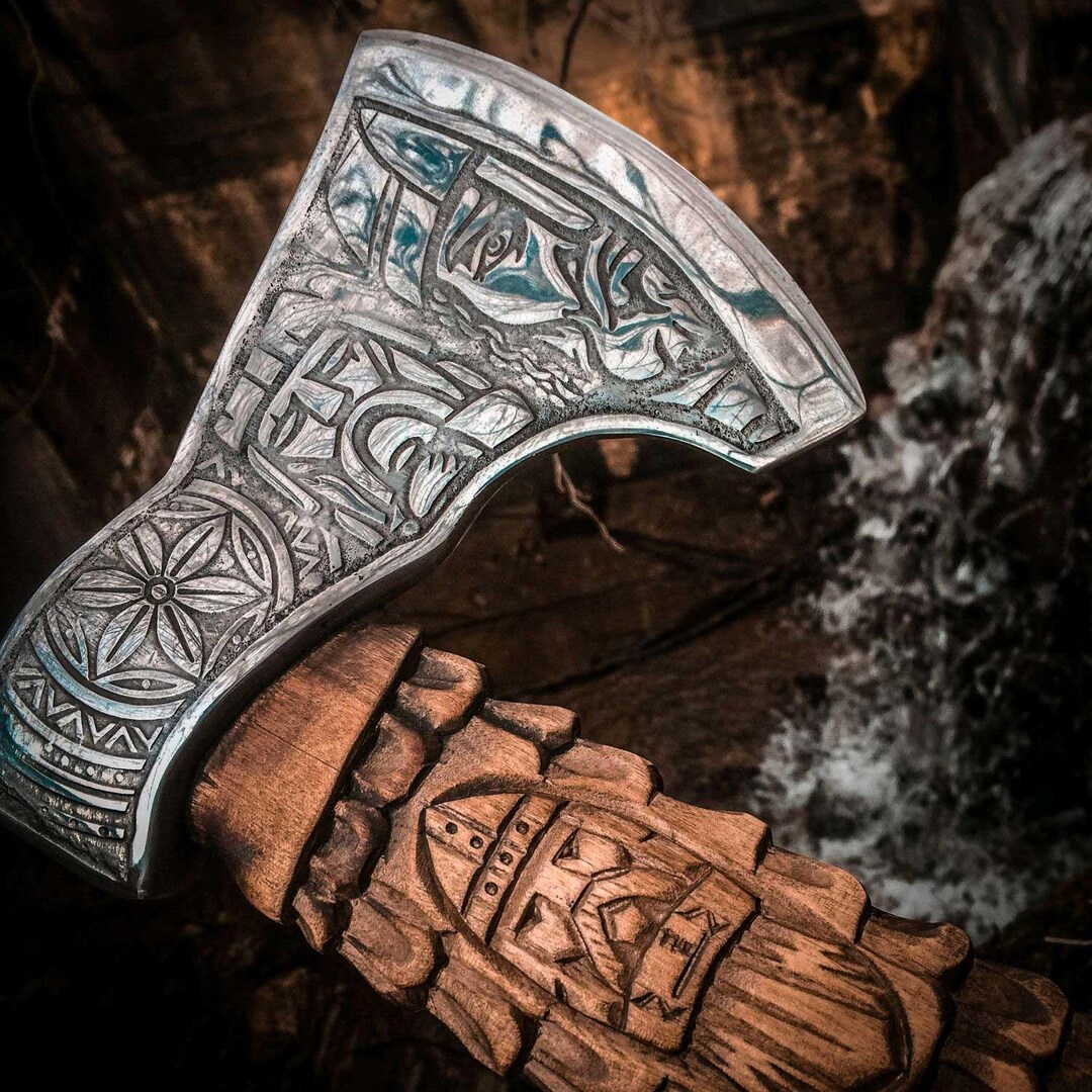 Custom Hand Forged Viking Axe, Bearded Camping Axe Tomahawk Nordic ...