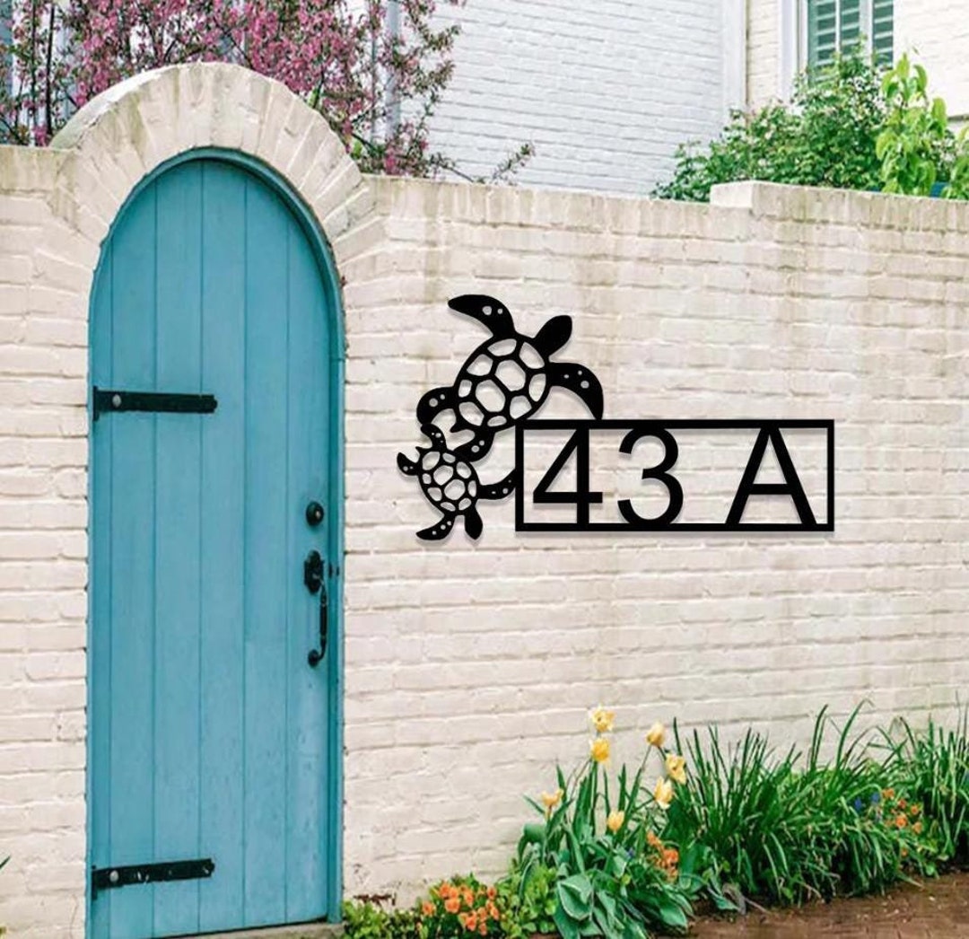 Sea Turtles Address Sign, Custom Sea Turtle Metal Wall Art,personalized ...
