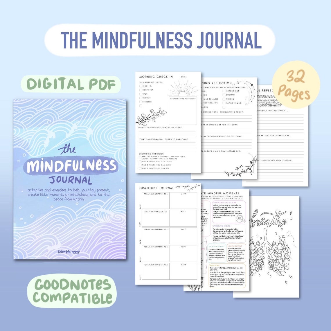 The Mindfulness Journal, Self Help Worksheets, Self Care Journal ...