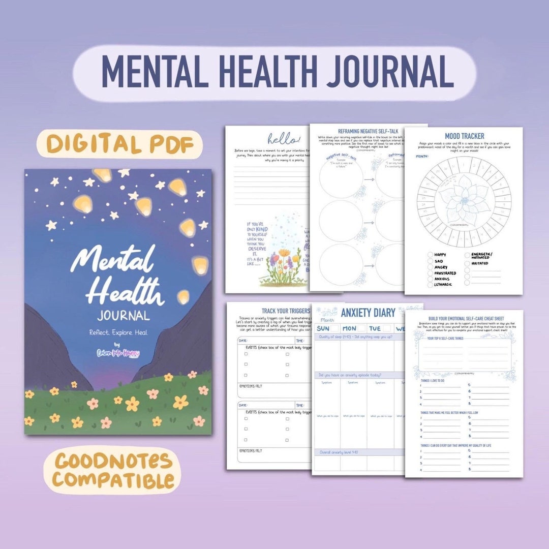 Mental Health Journal and Workbook, Self Help Worksheets, Self Care ...