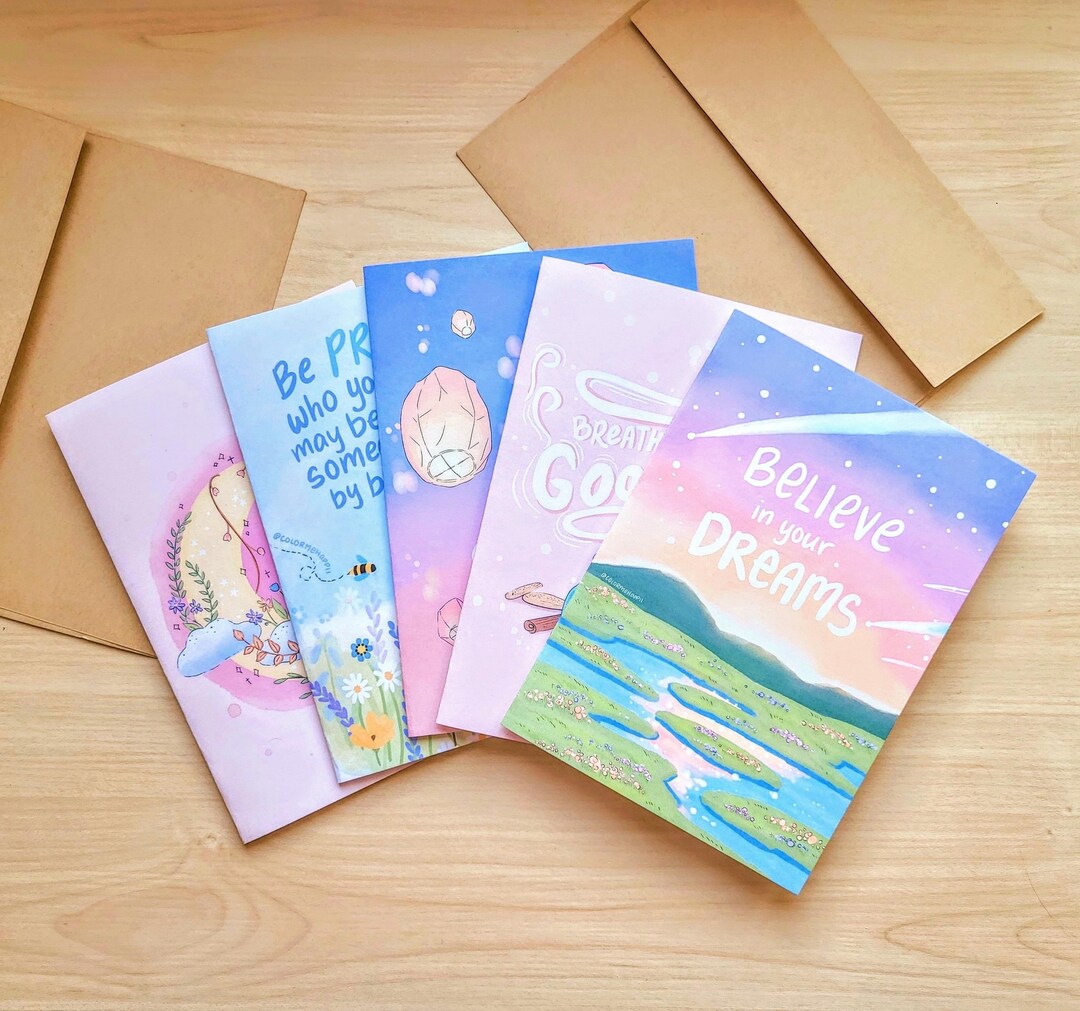 Positive Quote Greeting Cards - Set of 5 - Etsy
