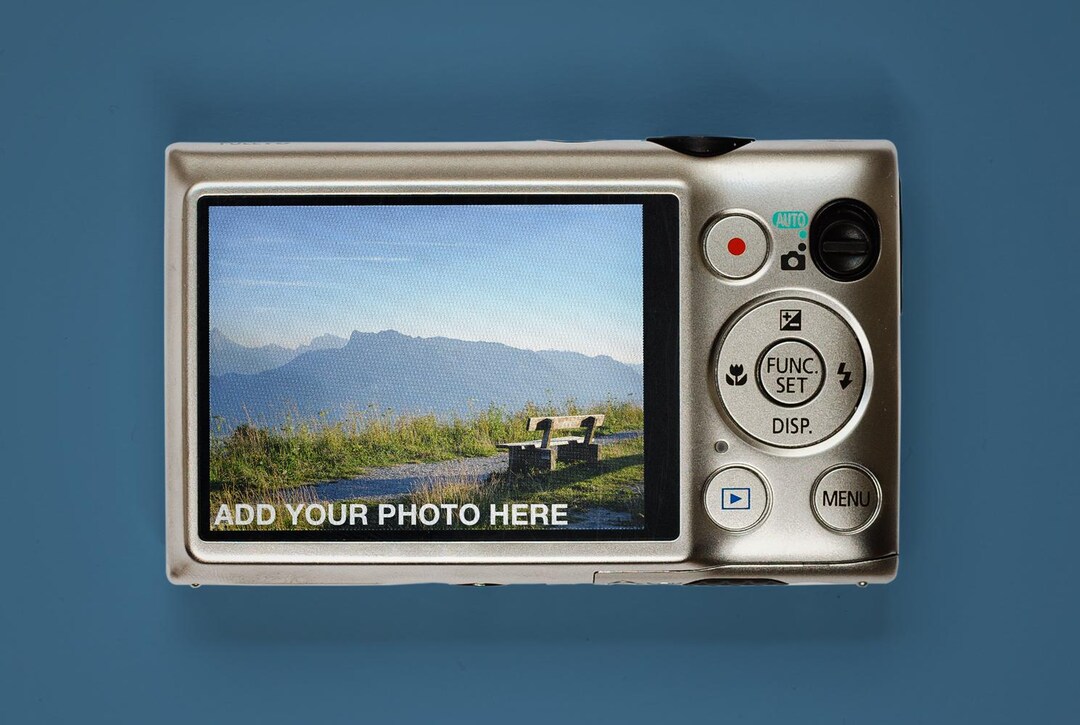 Digicam Mock Up, Old Digital Photo Camera Placeholder With Two Screens ...